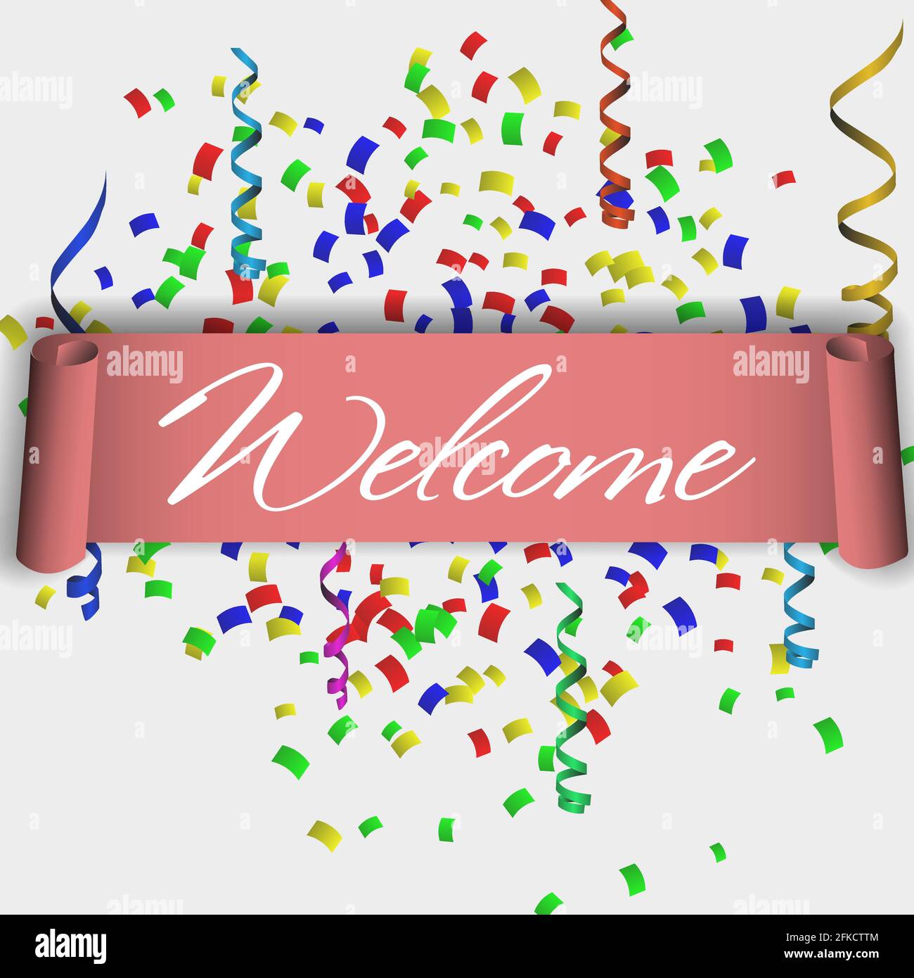 Celebration background template with colorful confetti and ribbons ...