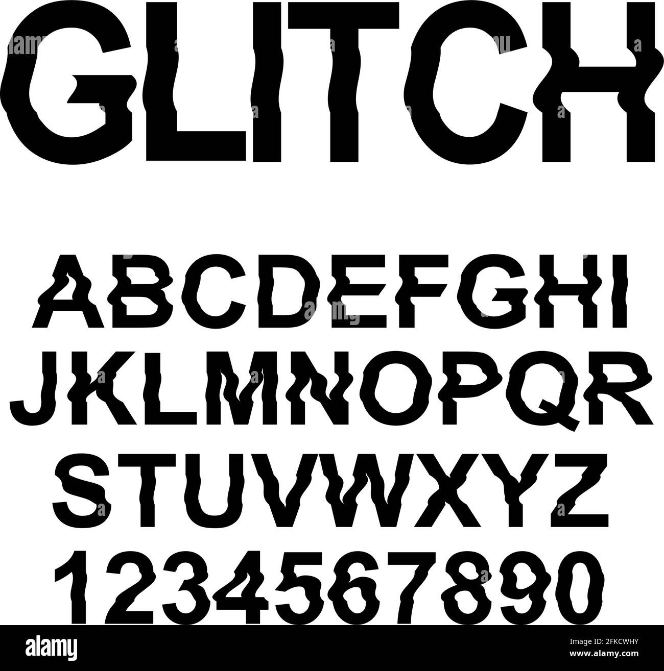 Glitch distortion typeface. Letters and numbers vector illustration ...