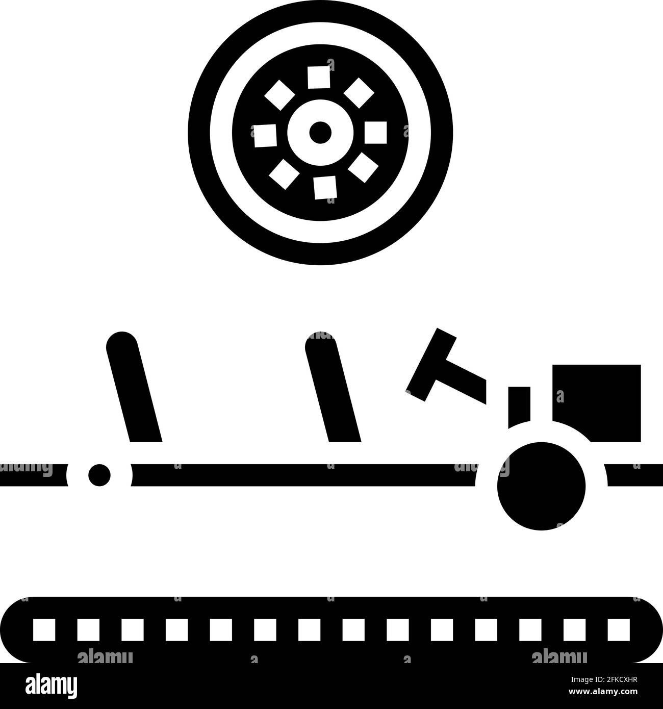 wheels installing car glyph icon vector illustration Stock Vector Image ...