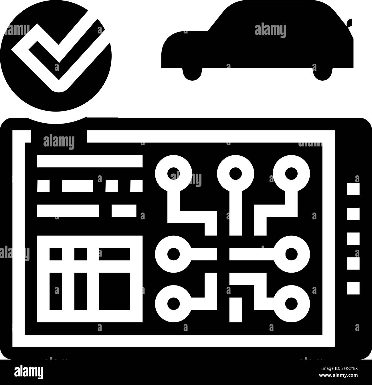 testing computer electronic system car glyph icon vector illustration ...