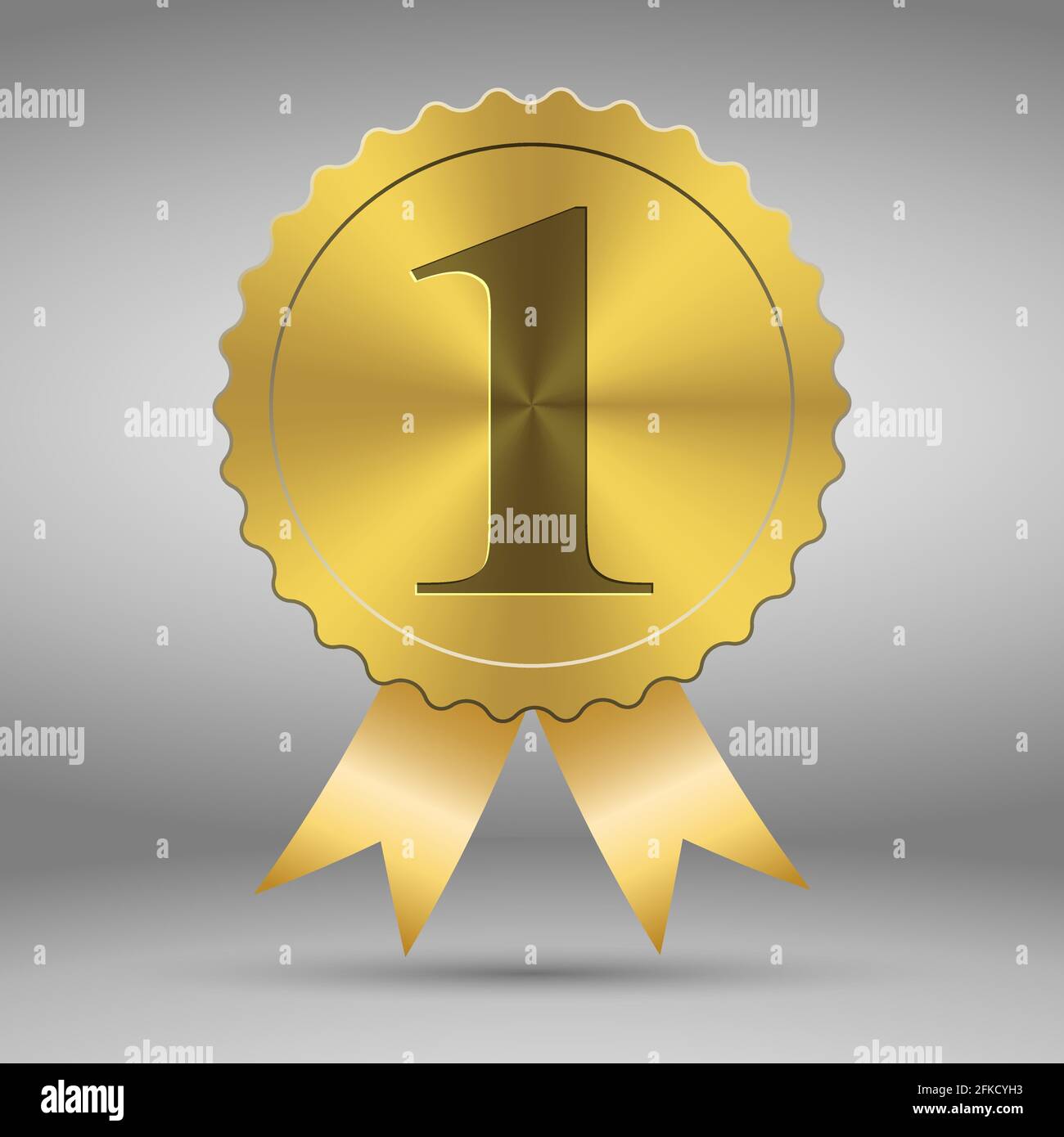 Gold vector award medal. Number one label with ribbons Template for ...