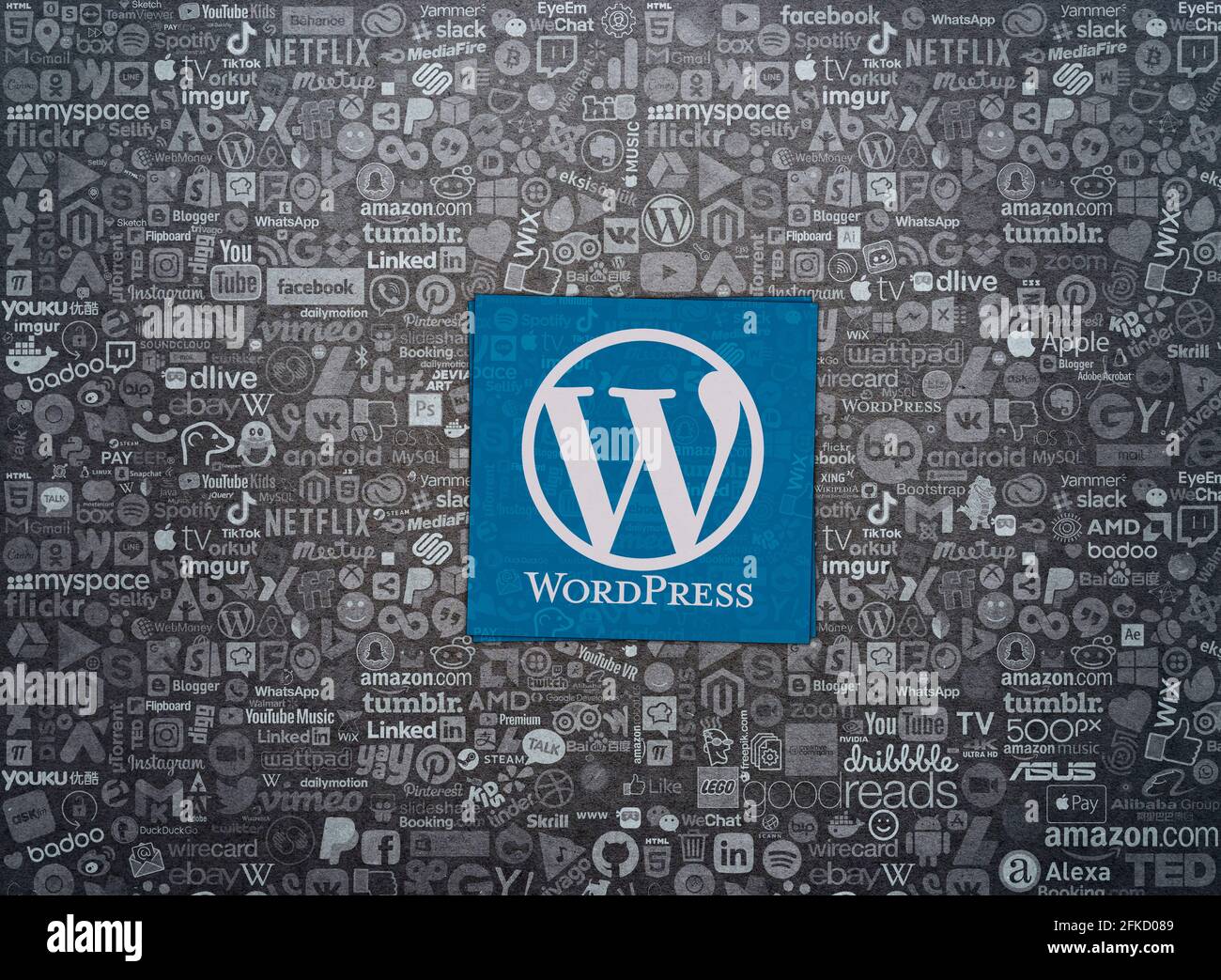 Wordpress; WordPress concept on background Stock Photo - Alamy