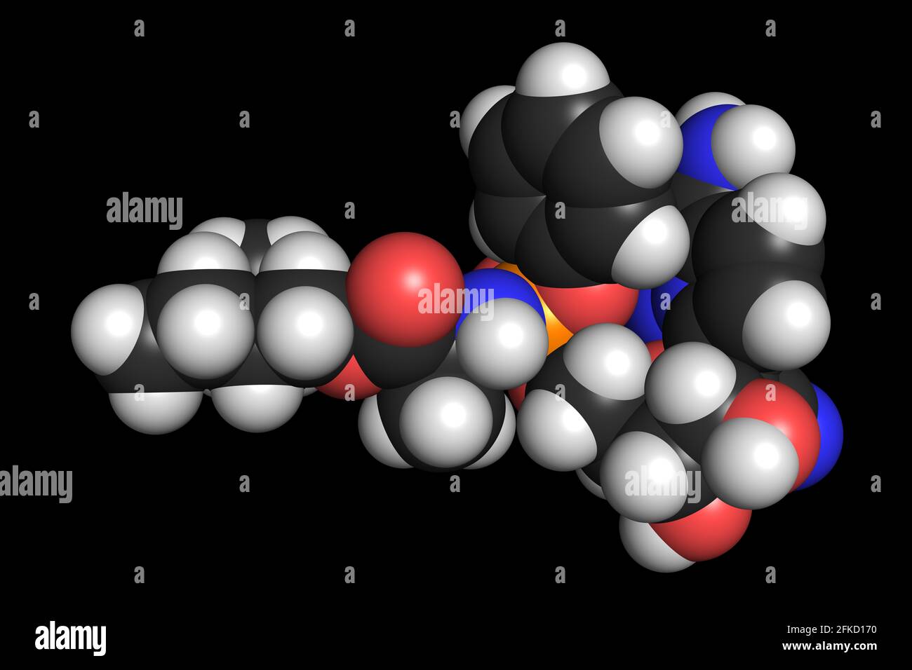 Remdesivir antiviral medication molecule 3D render chemical structure ...