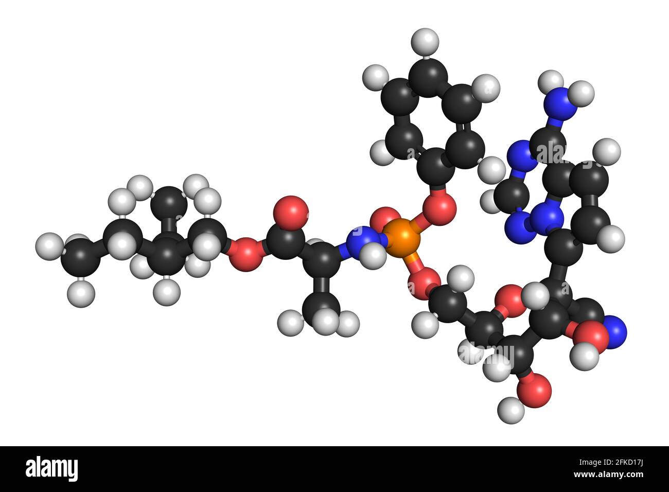 Remdesivir antiviral medication molecule 3D render chemical structure ...