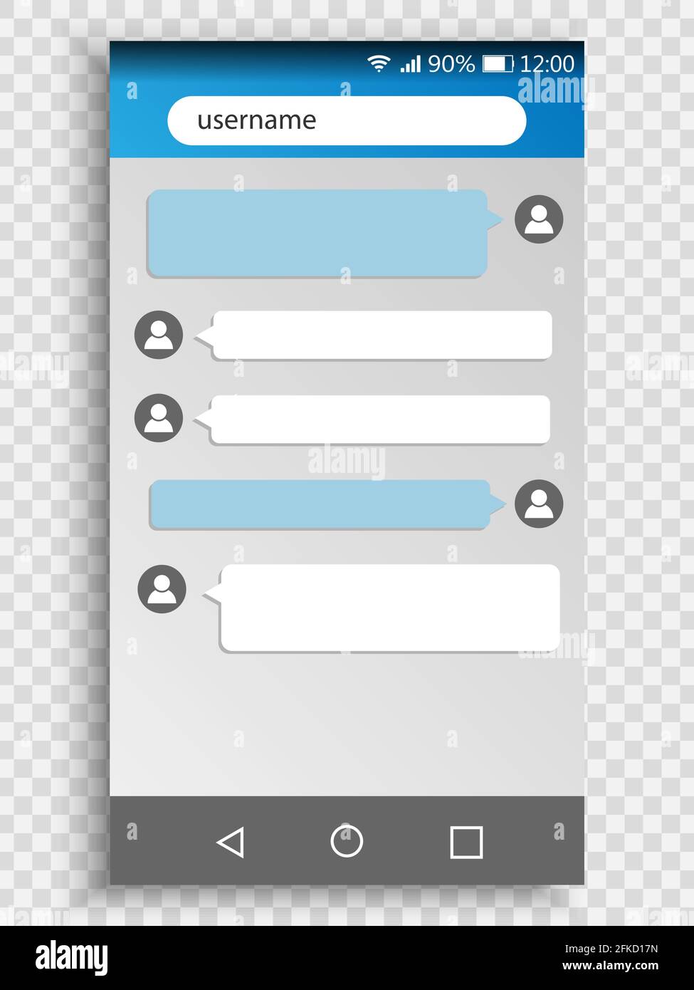 Vector phone chat interface. Sms messages. Screen of smartphone. Template for your design Stock ...