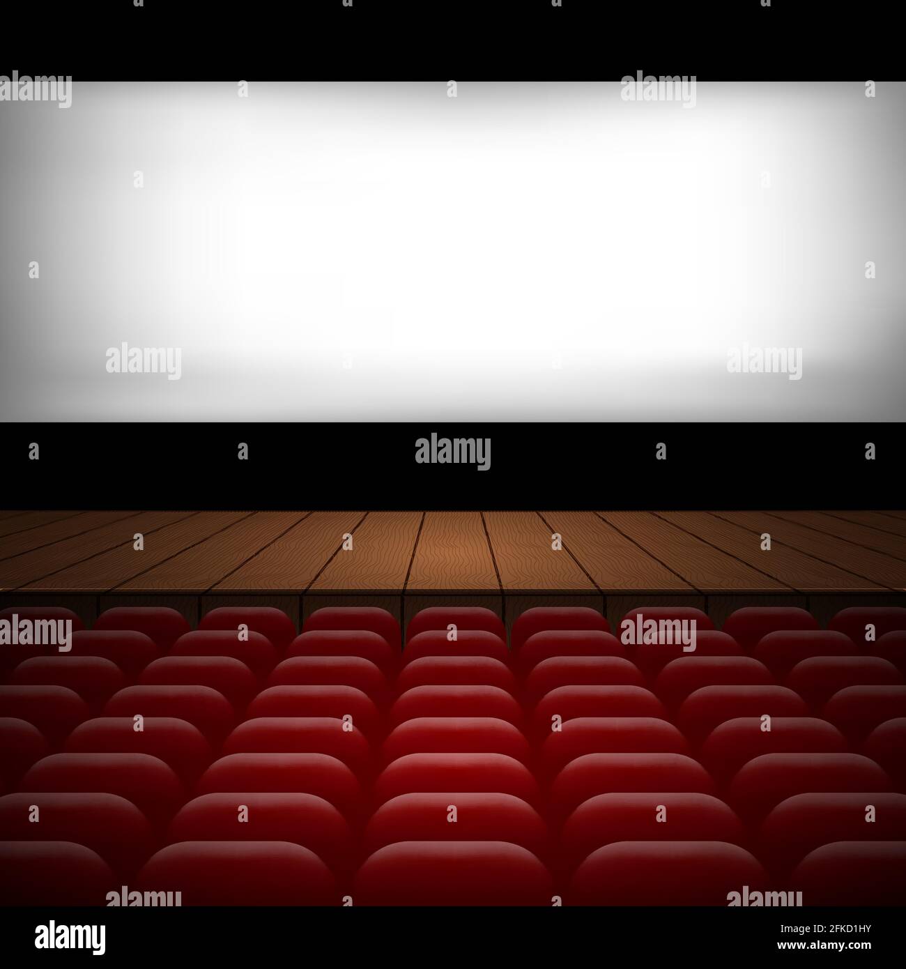 Cinema Auditorium With Red Seats And Curtains Vector Image Premium