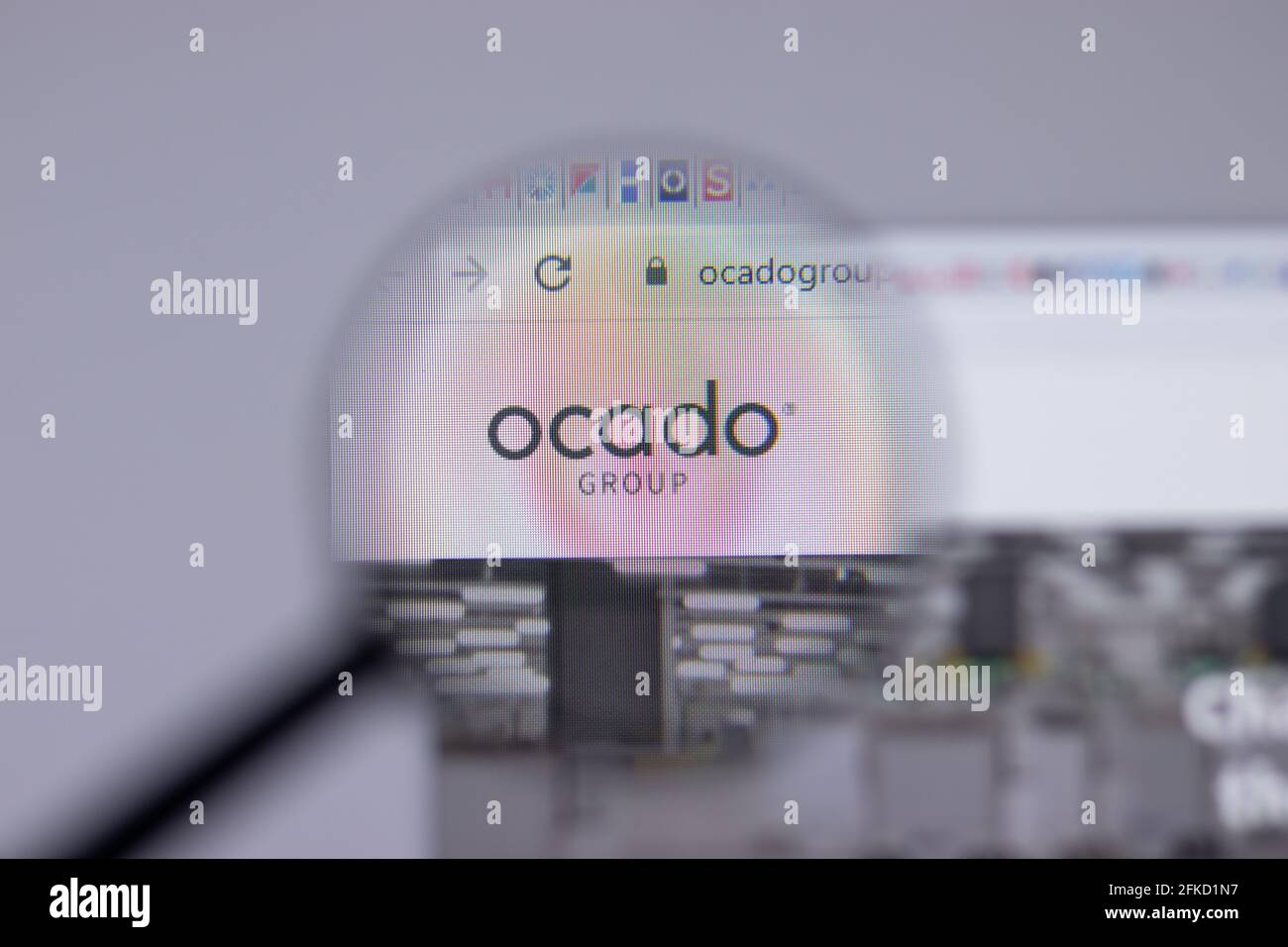 New York, USA - 26 April 2021: Ocado Group company logo close-up on ...