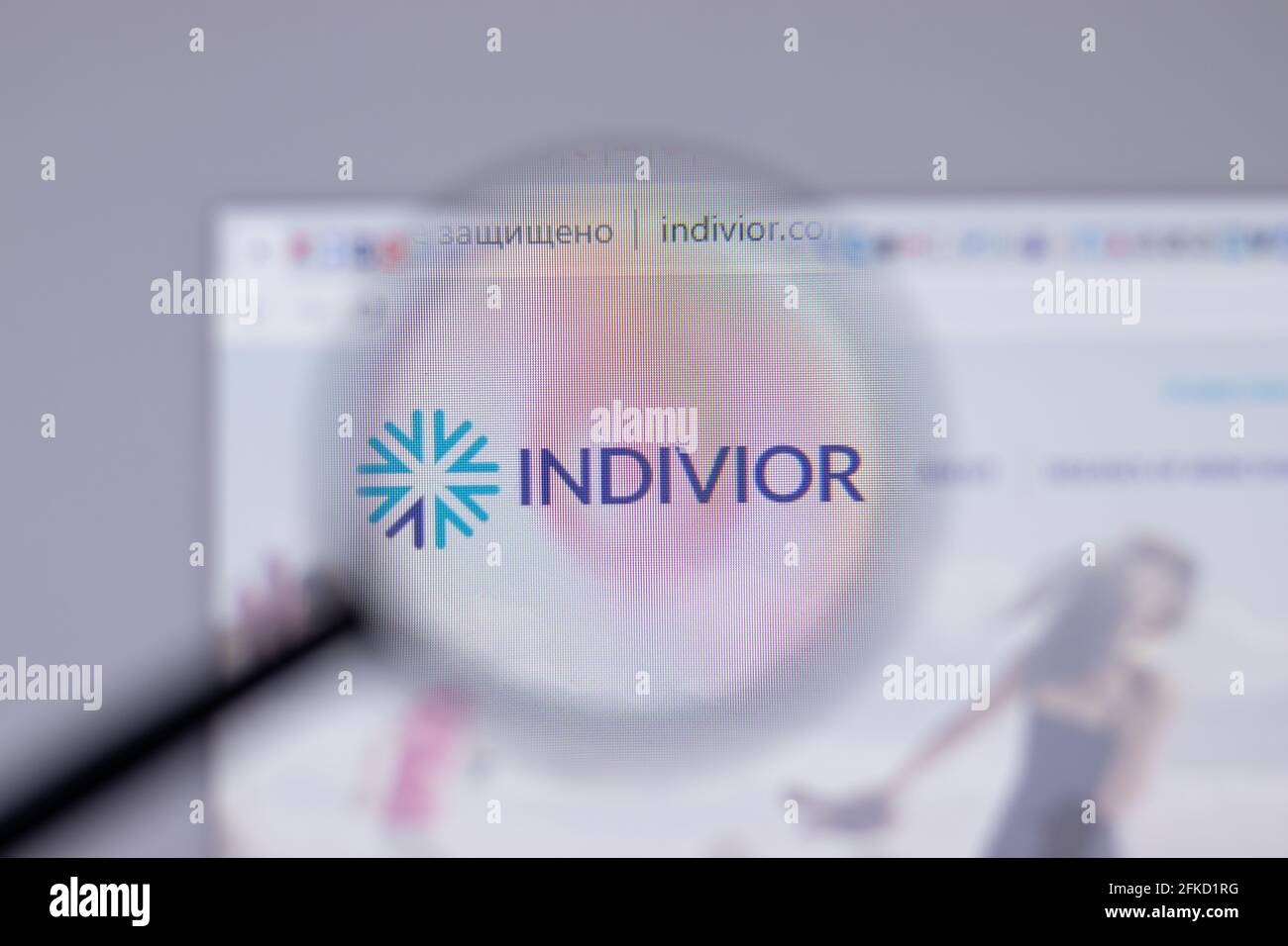 New York, USA - 26 April 2021: Indivior company logo close-up on ...