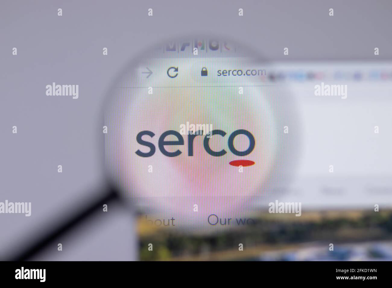 New York, USA - 26 April 2021: Serco Group company logo close-up on ...