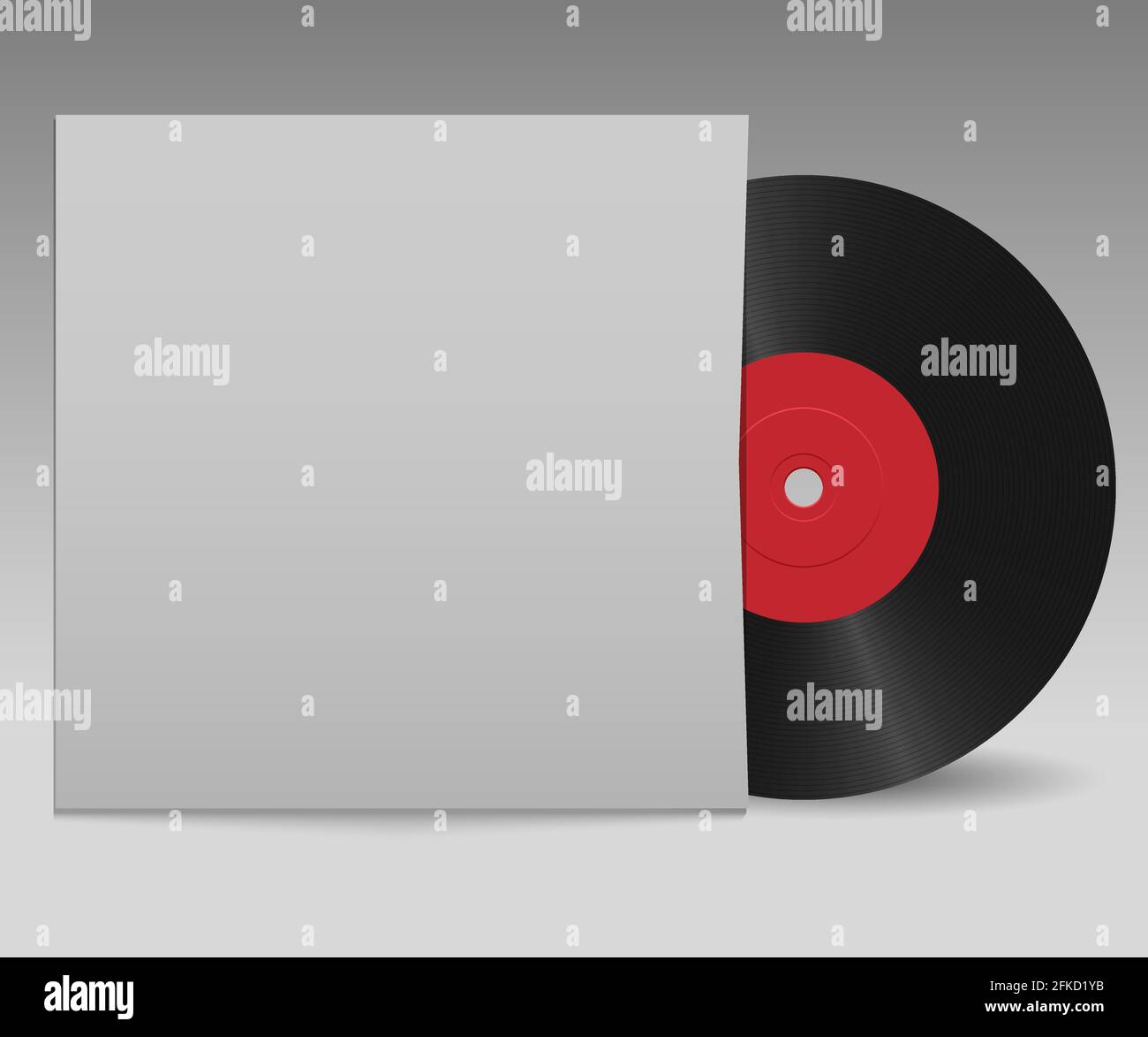 Vinyl record with red label and white cover mock up Template for your ...