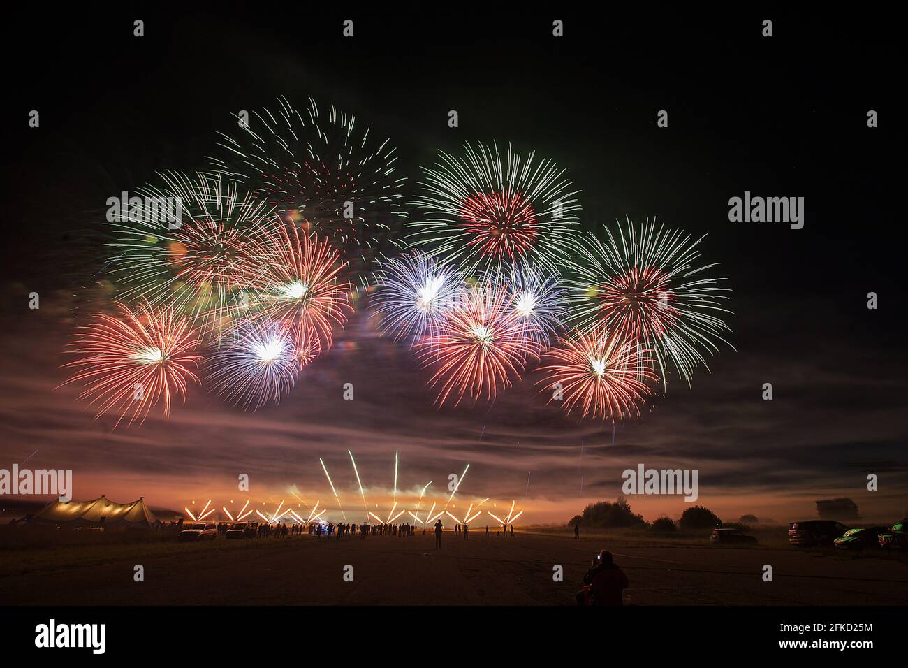 a crowd of people came to the festival, a festival of fireworks ...