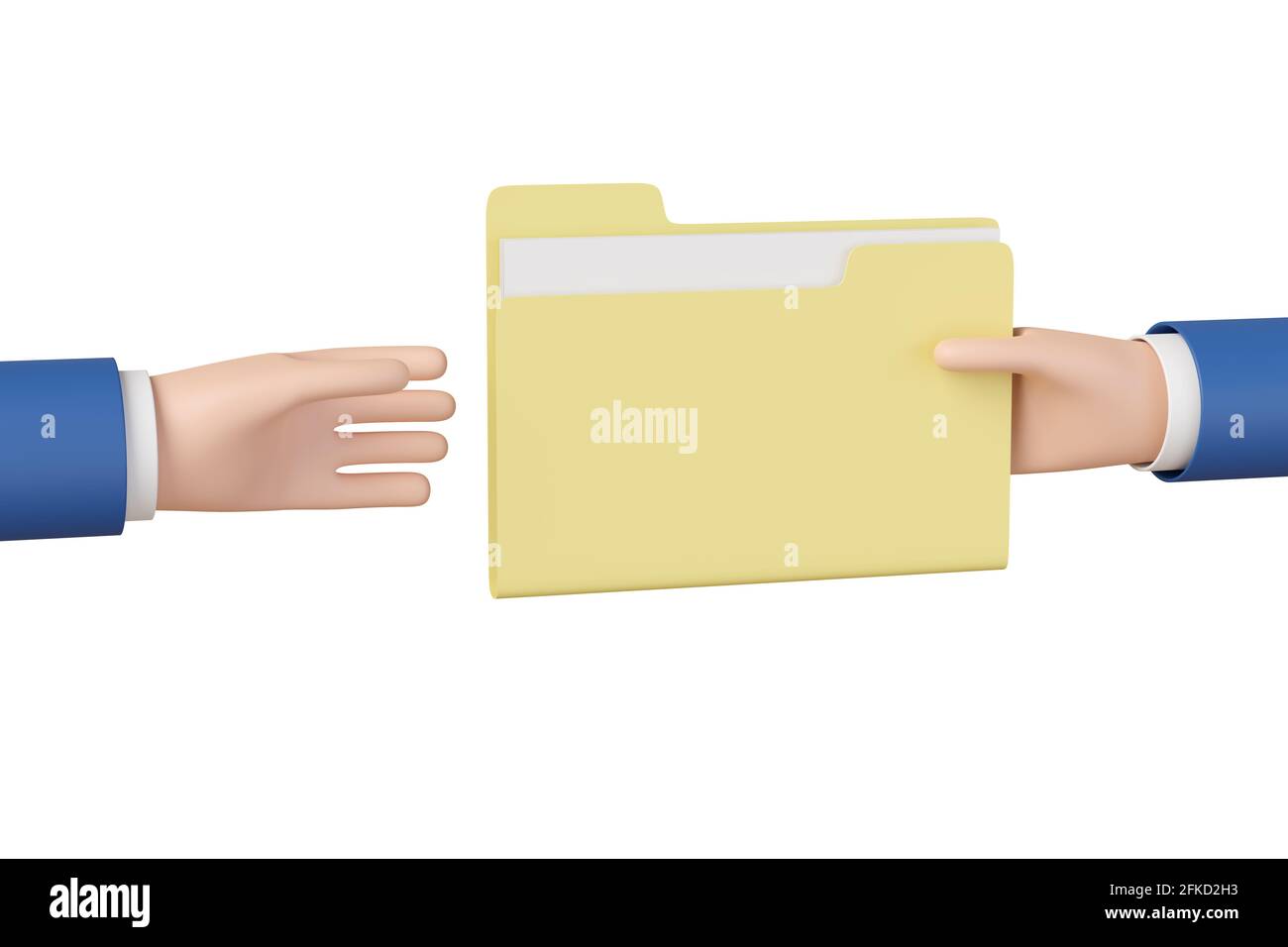Cartoon hands sharing a folder with files isolated on white background ...