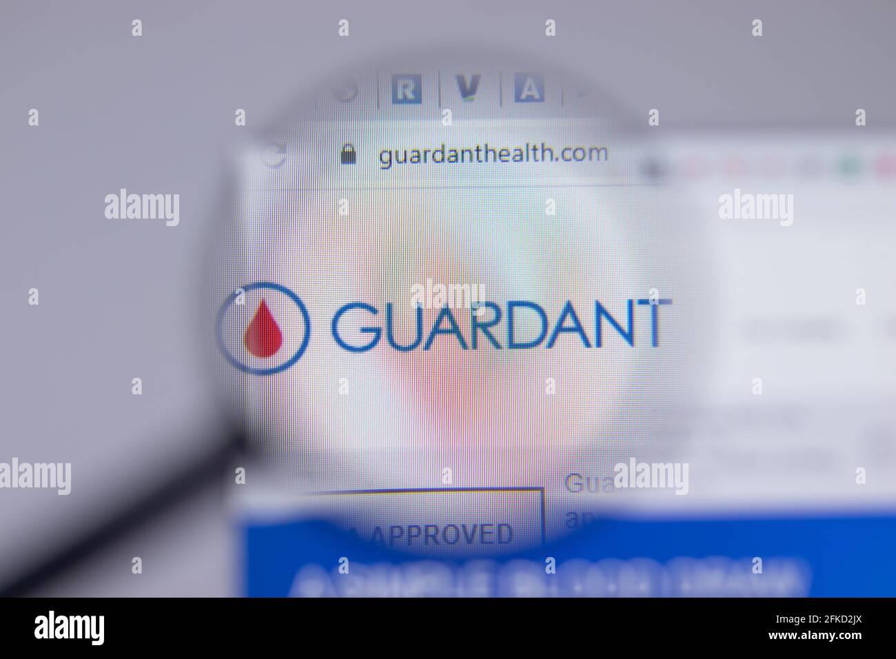 New York, USA - 26 April 2021: Guardant Health company logo close-up on ...