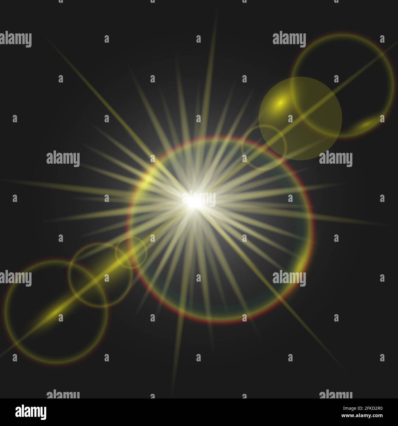 Sun light with lens flare effect, vector background. Template for your ...