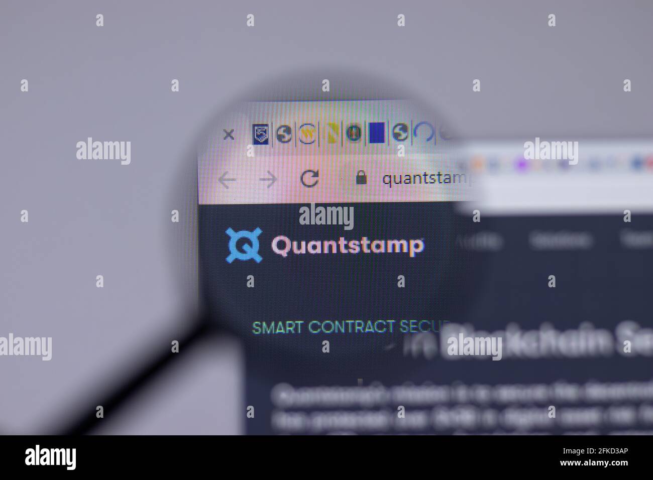 New York, USA - 26 April 2021: Quantstamp company logo close-up on ...