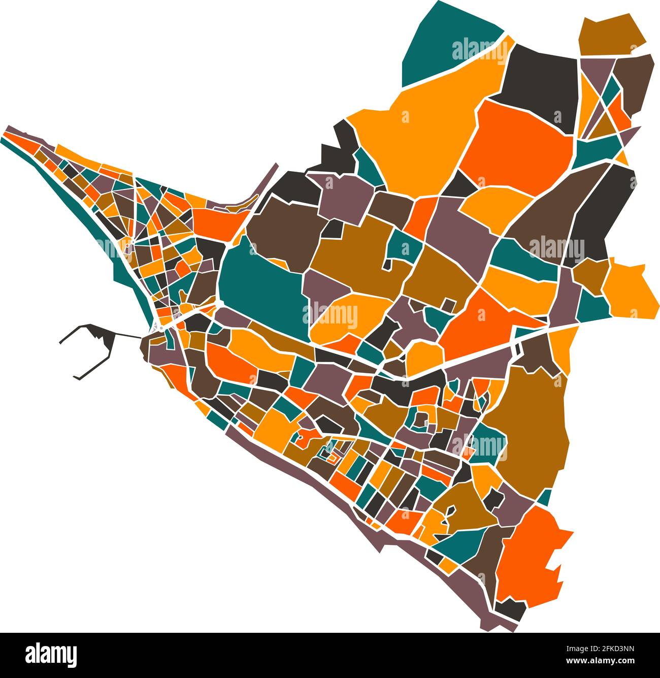 Illustration of a cartography of the bay of La Baule Stock Photo - Alamy