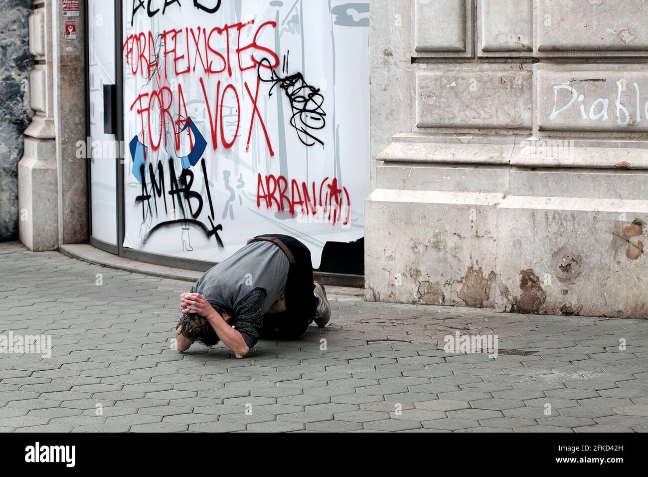 Man begging in the street, Barcelona, Spain Stock Photo - Alamy