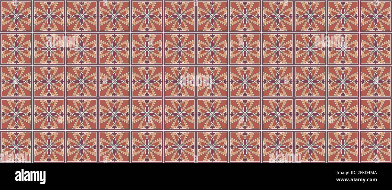 Geometric background square tiles with ethnic pattern in beige ...