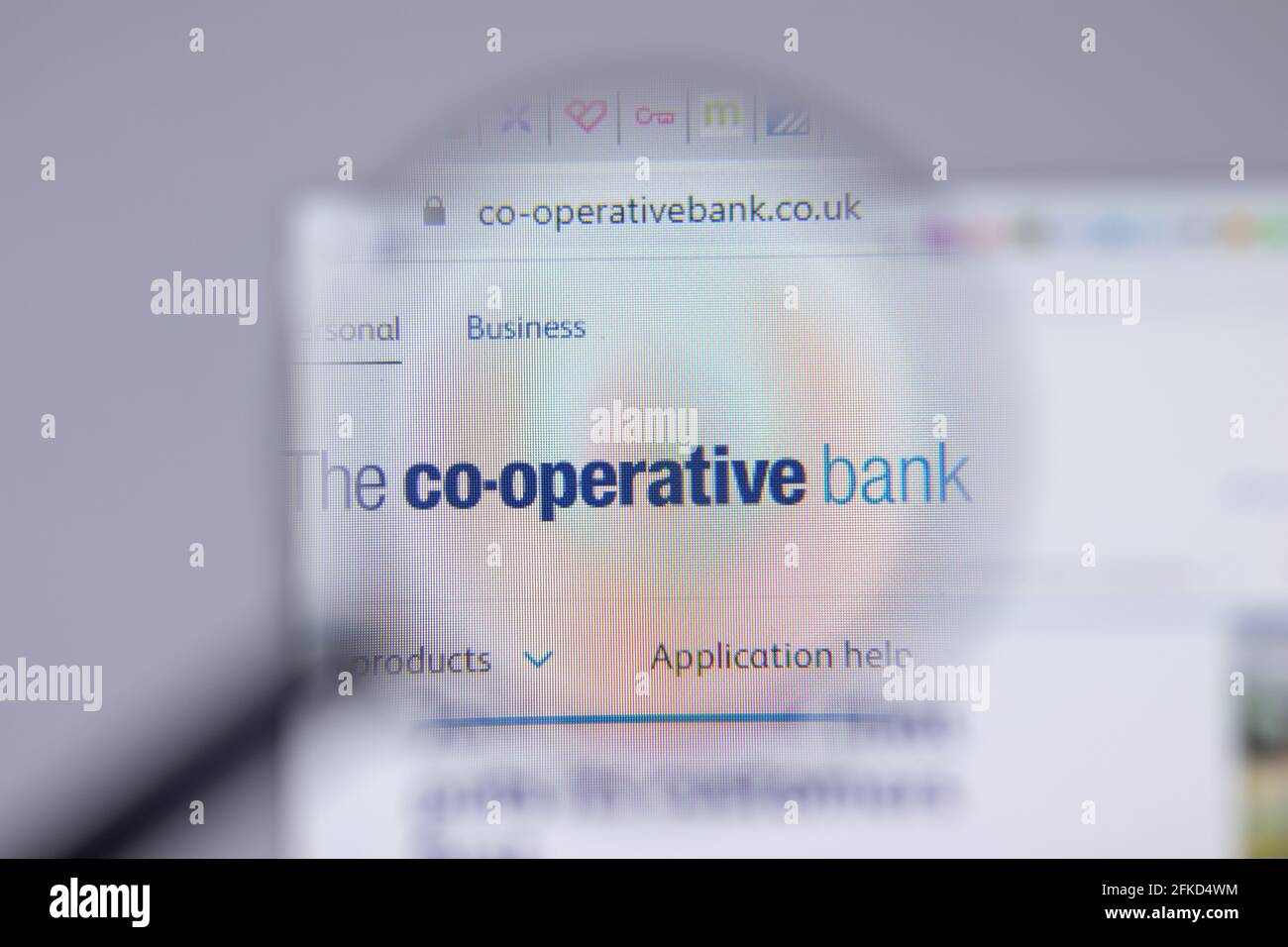 New York, USA - 26 April 2021: The Co-operative Bank company logo close ...