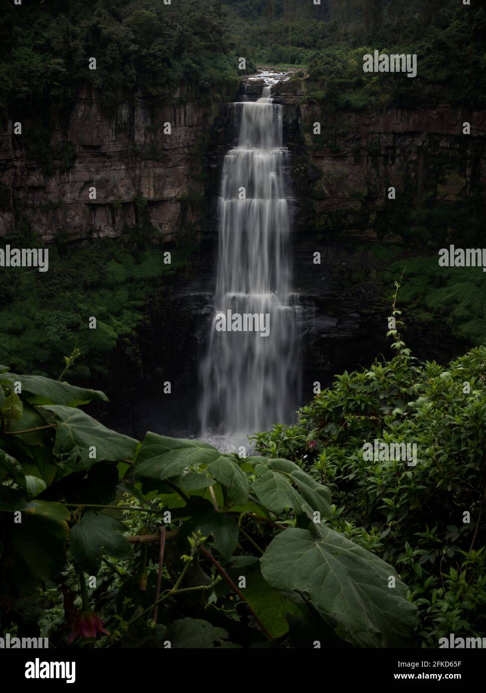 Long exposure panorama view of Bogota river waterfall Salto del ...
