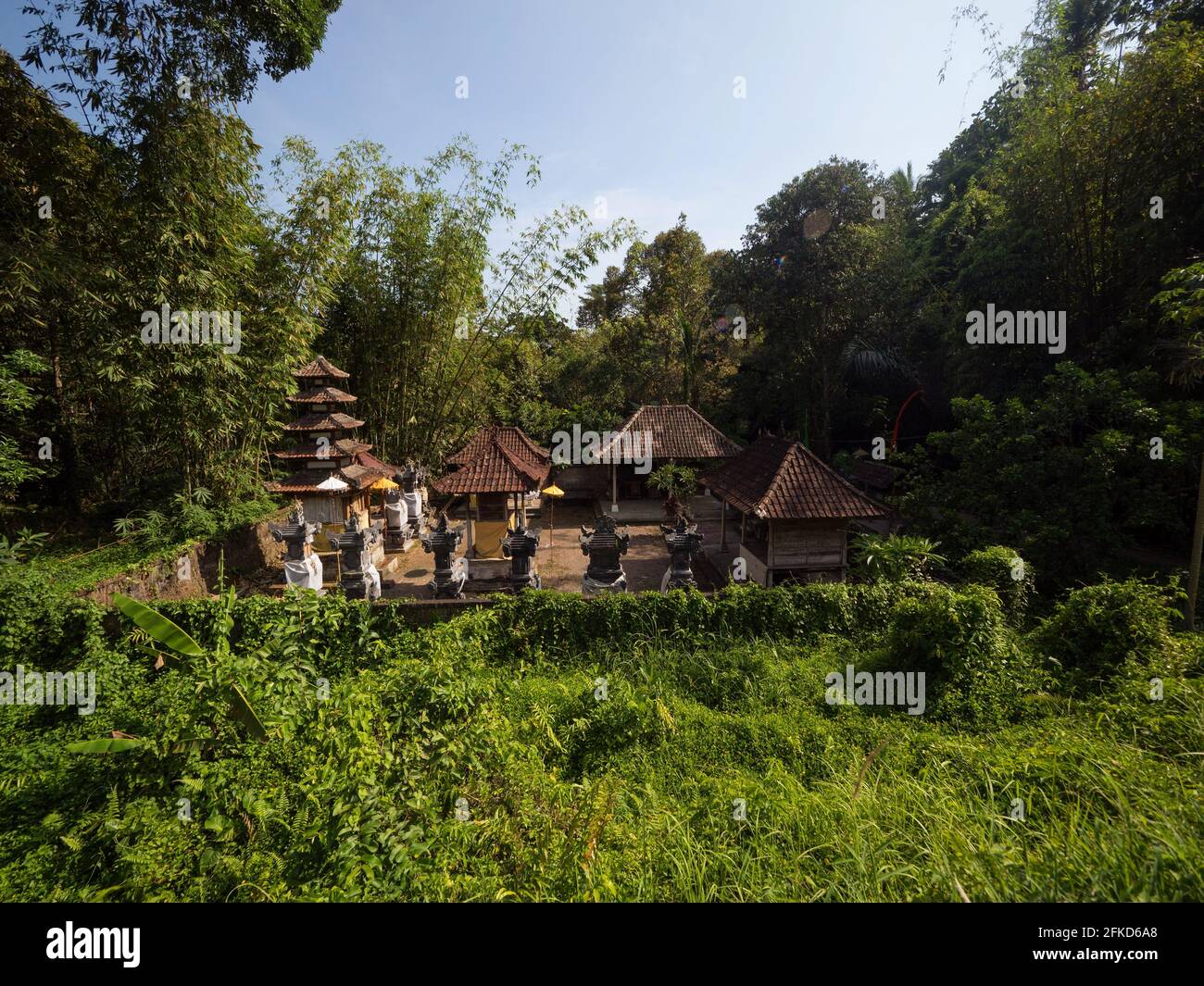 Panorama view of remote hindu temple Pura Empelan Gianyar balinese ...