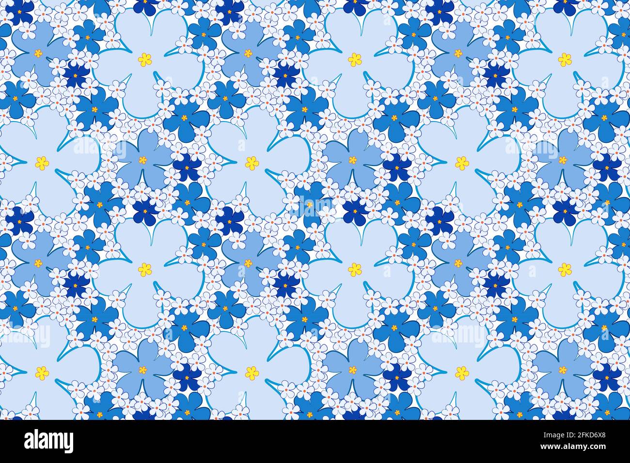 Blue forget-me-not seamless pattern. Vector floral background for ...
