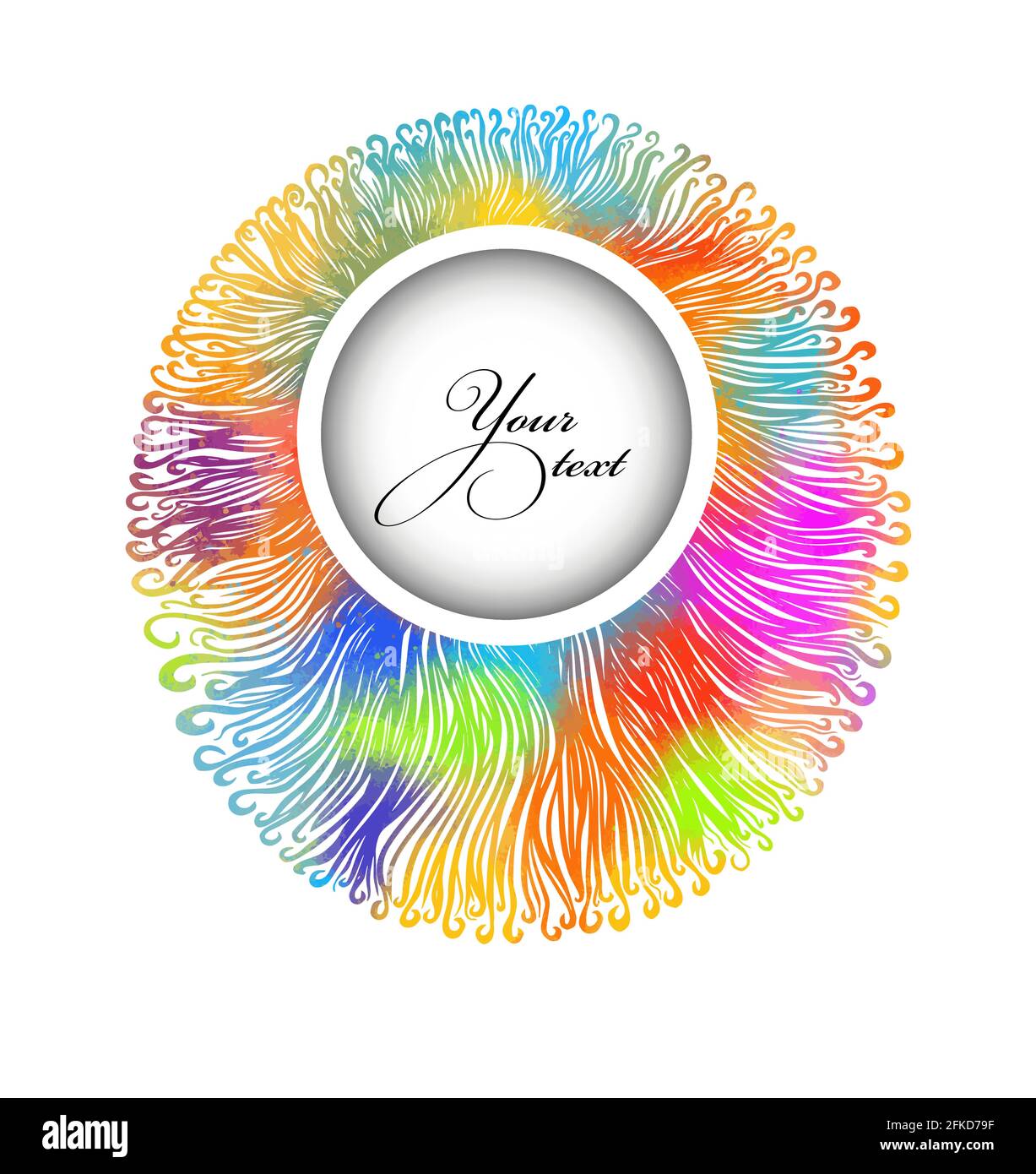 Round frame made of rainbow lines. Vector illustration Stock Vector ...