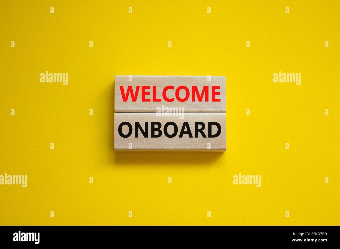 Welcome onboard symbol. Wooden blocks with words 'Welcome onboard' on ...