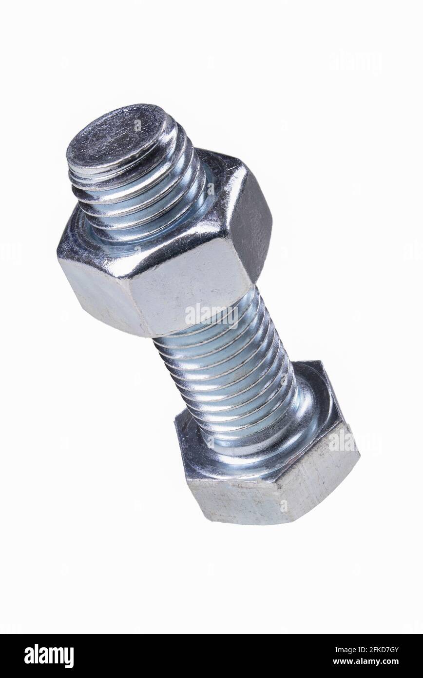 Metal bolt with nut. Accessories for assembling metal parts in a ...