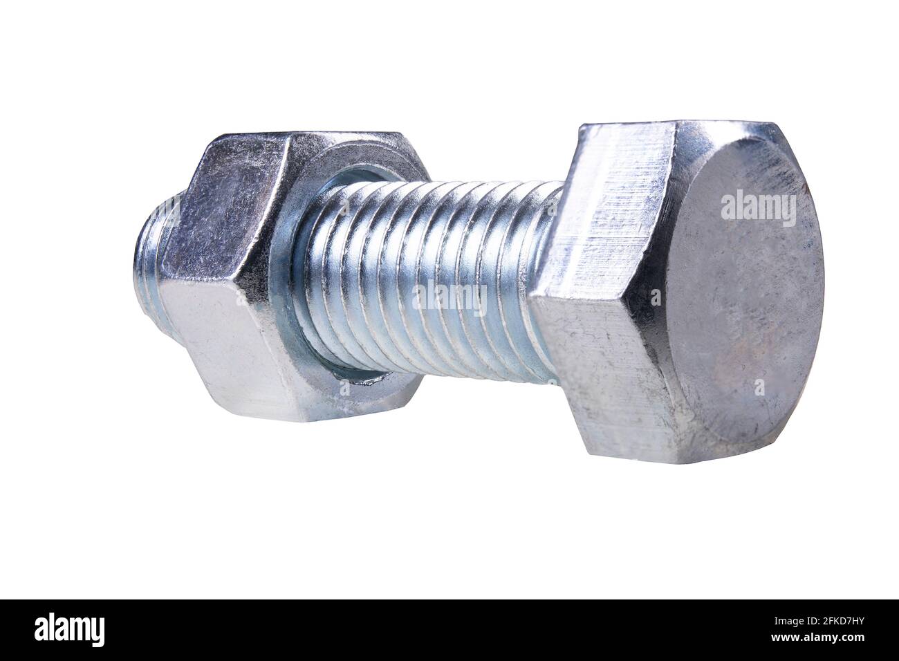 Metal bolt with nut. Accessories for assembling metal parts in a ...