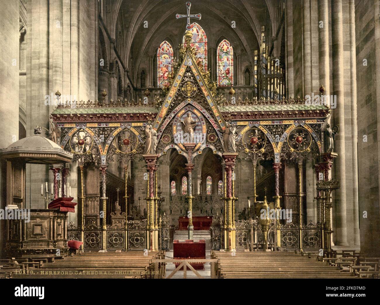 The Choir screen in Hereford Cathedral, Hereford, Herefordshire circa ...