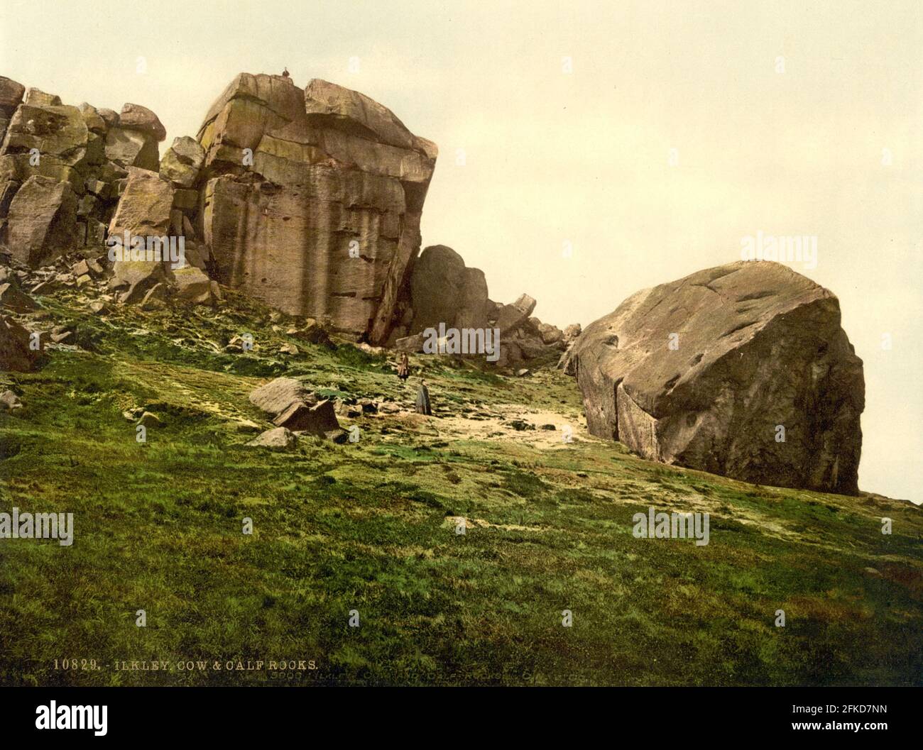 Cow and Calf Rocks, Ilkley Moor, Yorkshire circa 1890-1900 Stock Photo ...