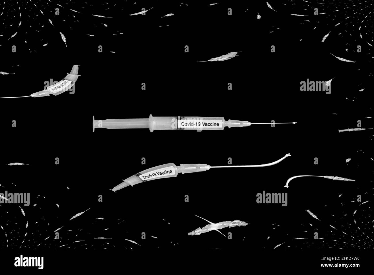 One picture of Covid injections in front or a black background Stock ...