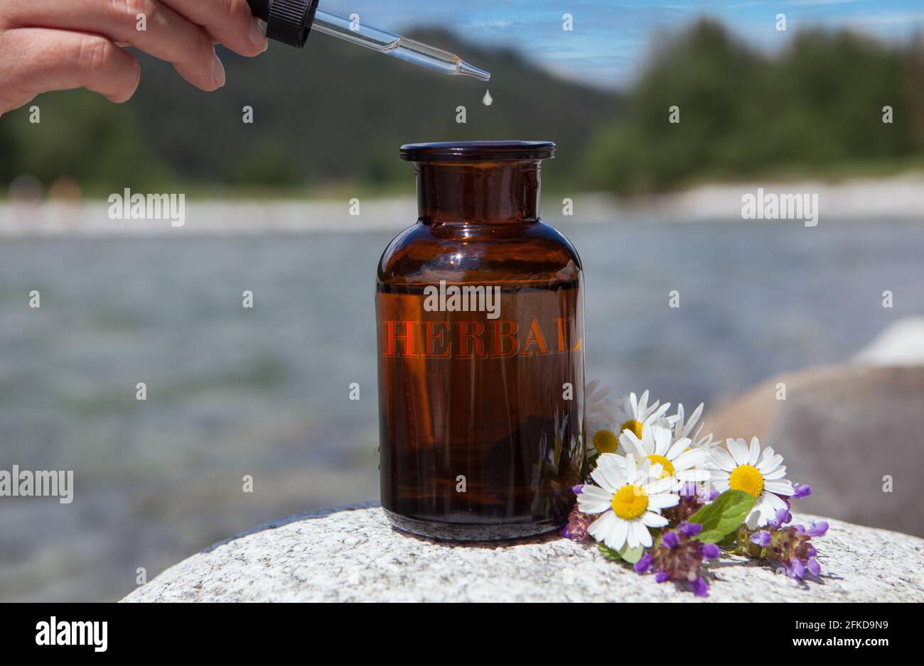 Bach flower remedies - dropper bottle of essential oil Stock Photo - Alamy