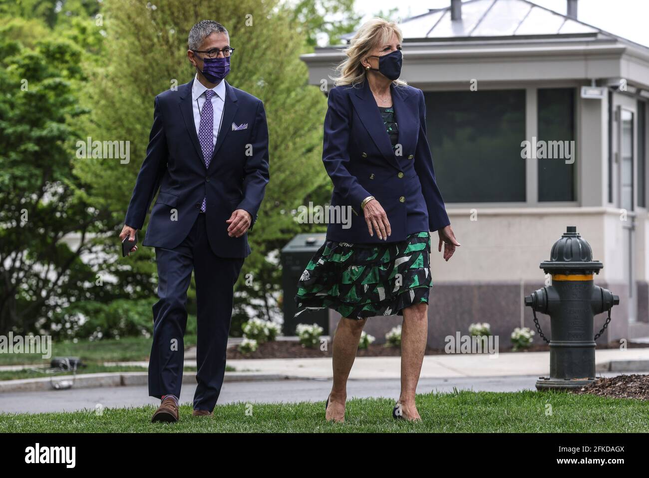 First Lady Dr. Jill Biden arrives to plants a Linden Tree on the North ...