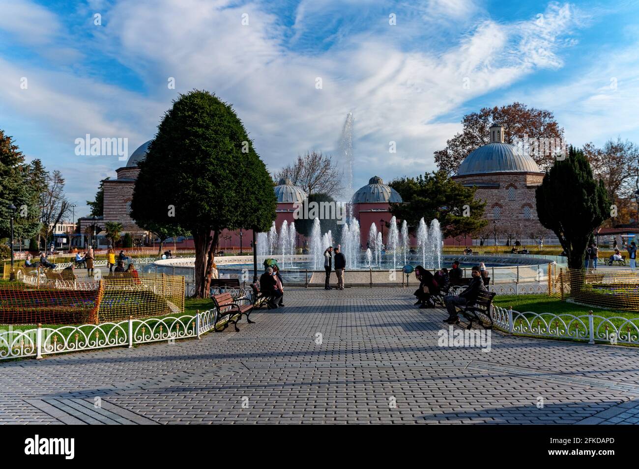 ISTANBUL, TURKEY - 9 DECEMBER 2020: beautiful fontain in front of ...