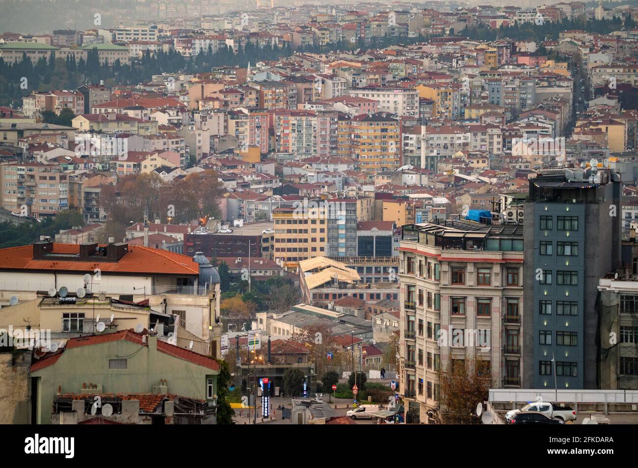 ISTANBUL, TURKEY - 9 DECEMBER 2020: View on the Istanbul from the roof ...