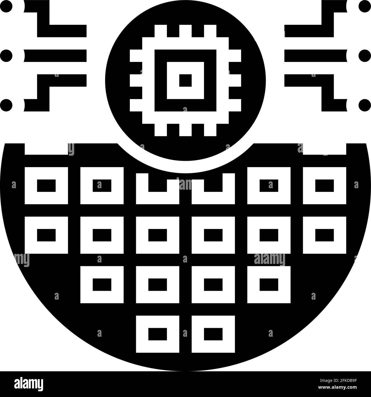 electronic chip semiconductor manufacturing glyph icon vector ...