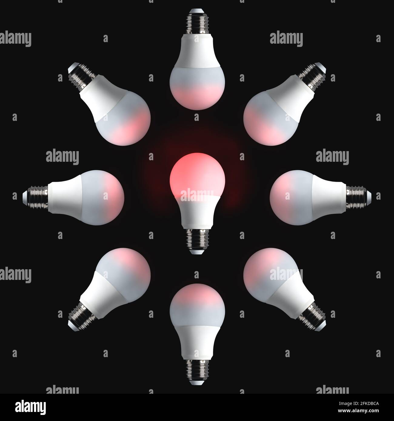 Glowing Red Light Bulb