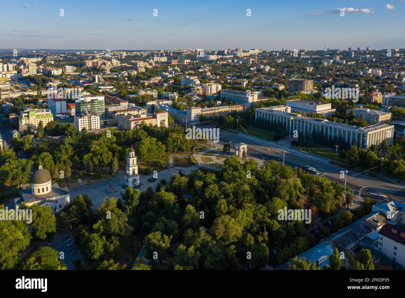 Aerial view of Cathedral Park and Government House in the center of ...