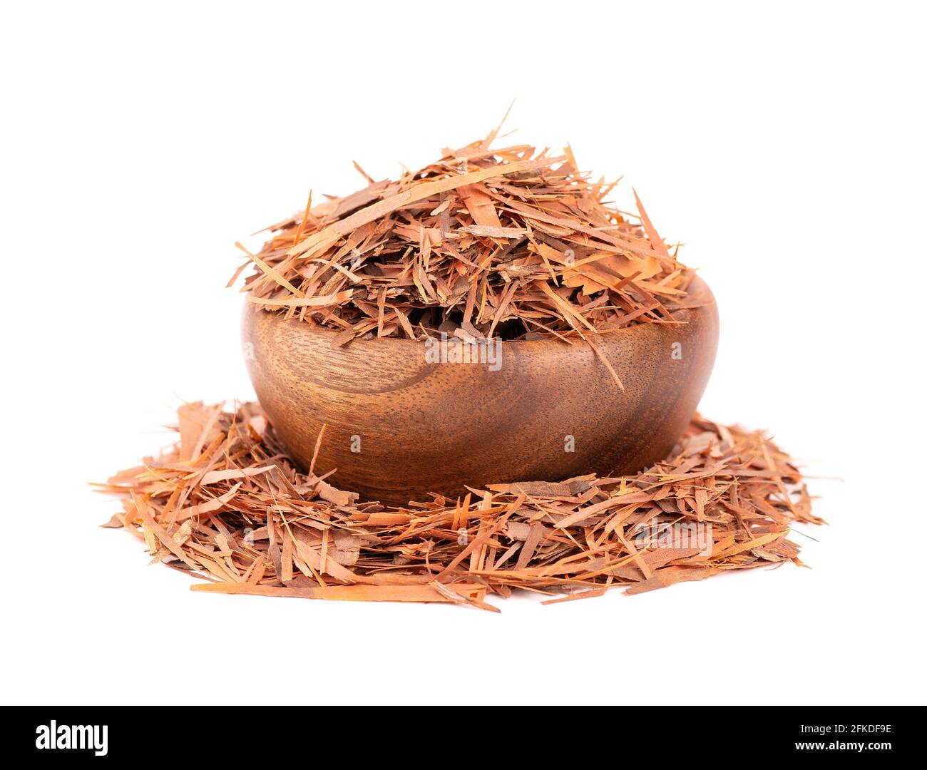 Lapacho herbal tea in wooden bowl, isolated on white background ...