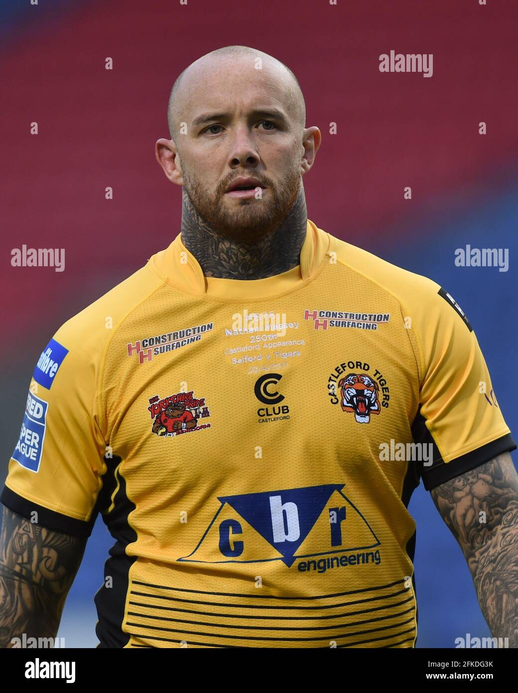 Eccles, UK. 30th Apr, 2021. Nathan Massey (14) of Castleford Tigers ...