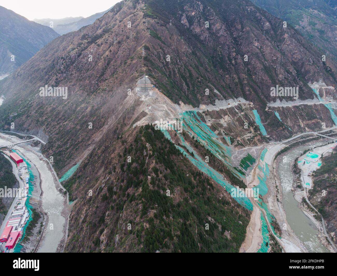 JINCHUAN, CHINA - APRIL 30, 2021 - An aerial view of the construction ...