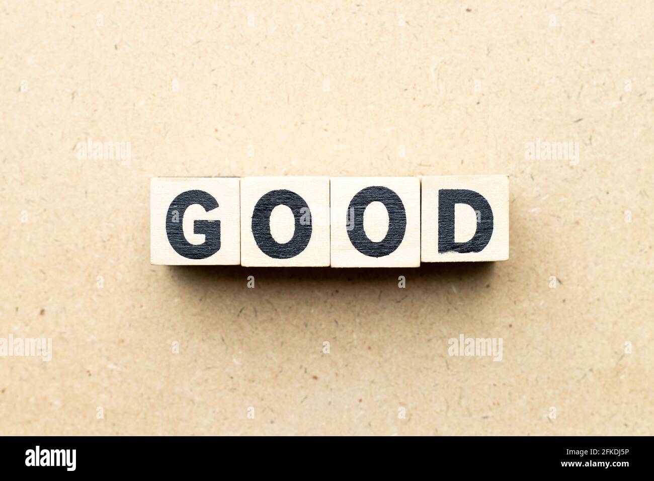 Alphabet letter block in word good on wood background Stock Photo - Alamy