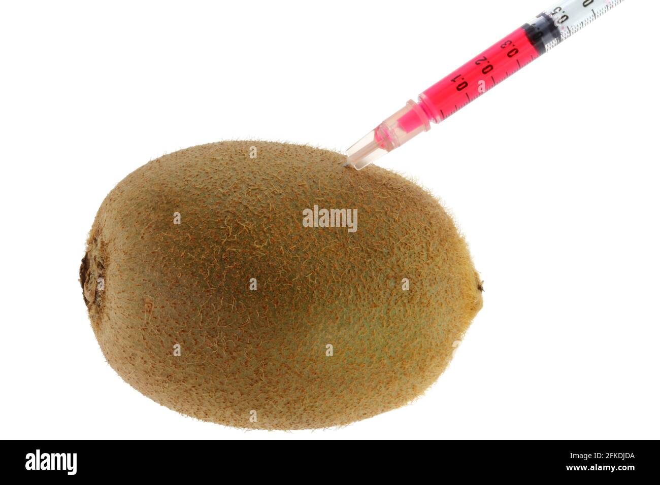 Conceptual photo of Genetic Modification - Red Liquid injecting to a ...