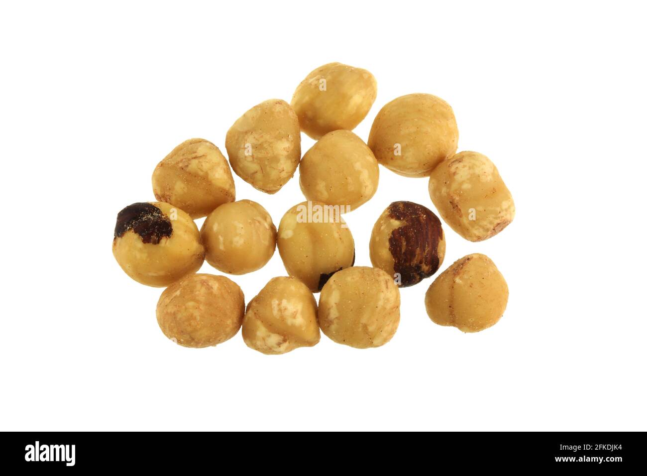 Closeup photo of Roasted and Salted Filbert Nuts, hazelnut isolated on ...