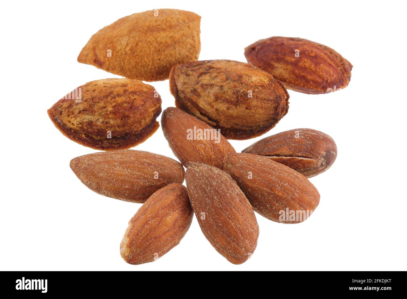 Shelled and unshelled almonds isolated on white background Stock Photo ...