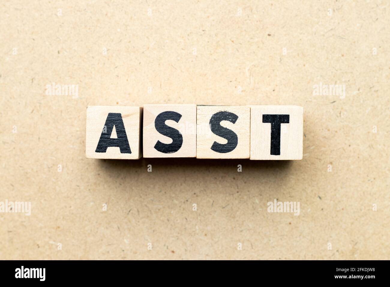 Alphabet letter block in word asst (abbreviation of assistant) on wood ...
