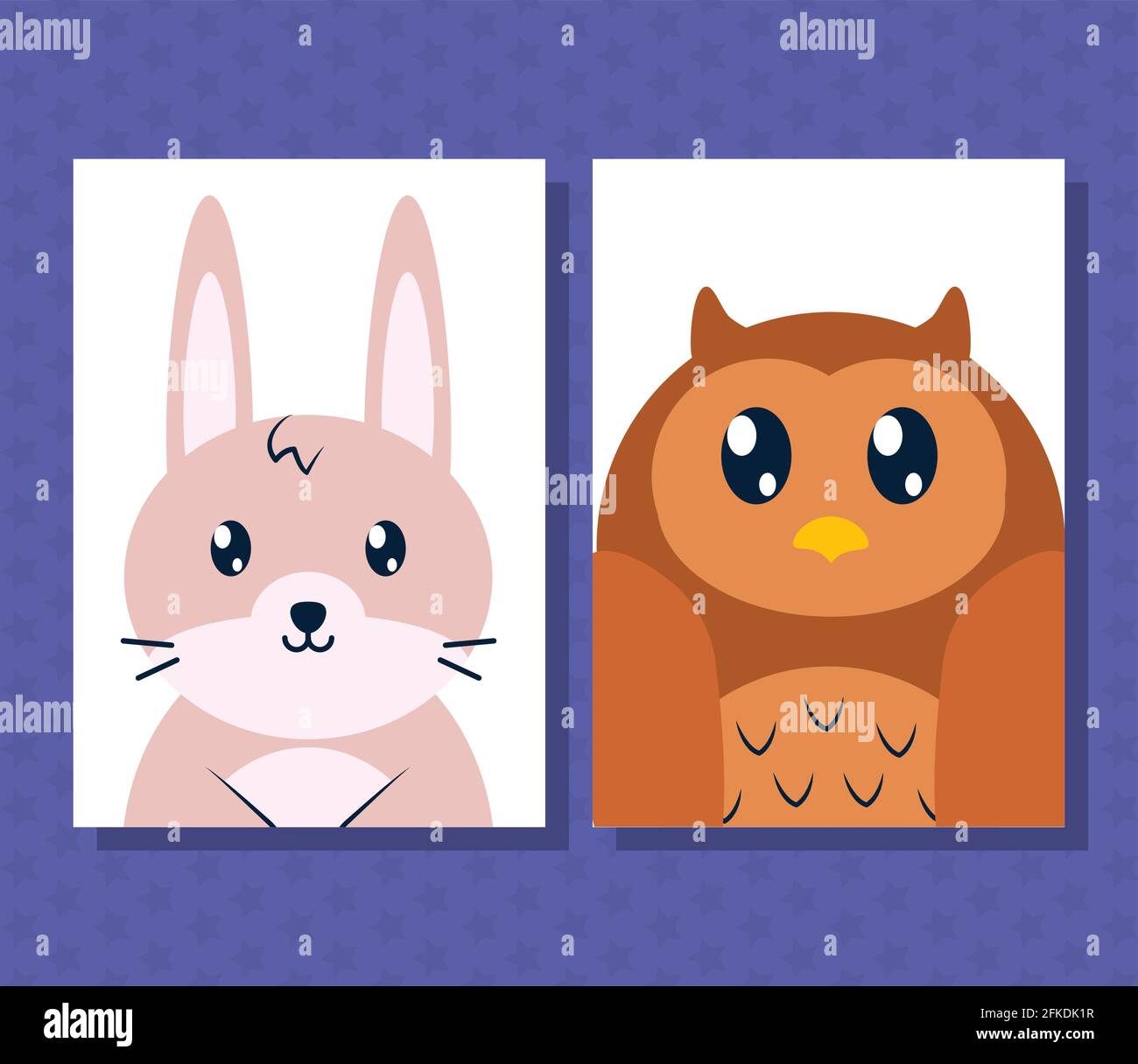 cute rabbit and owl designs set Stock Vector Image & Art - Alamy