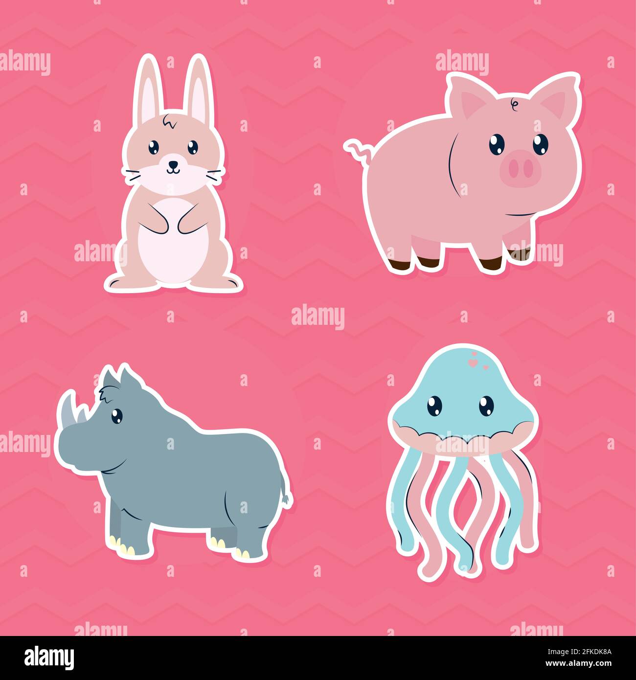 cute rabbit and animals collection Stock Vector Image & Art - Alamy